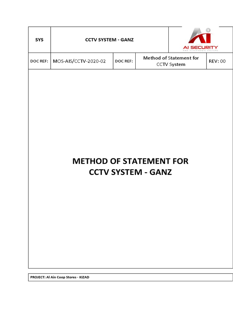 Method Statement - CCTV | PDF | Optical Fiber | Camera