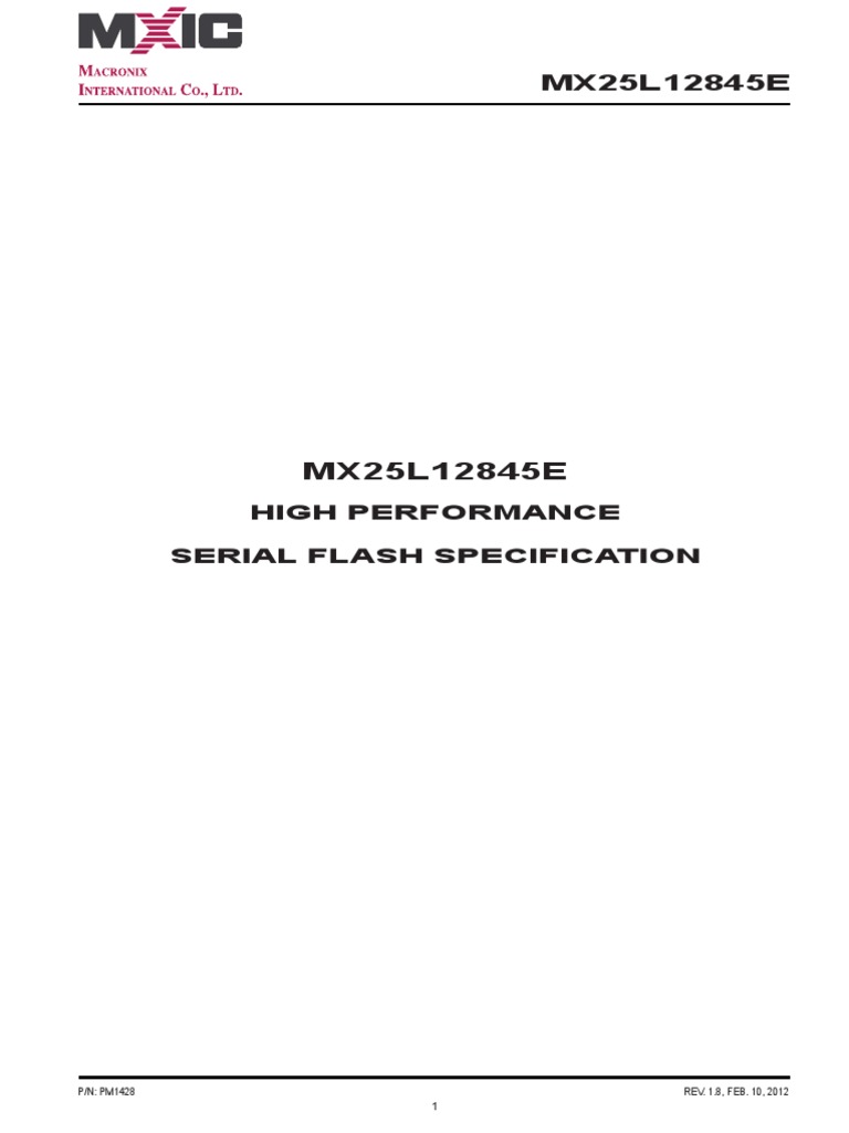 MX25L12845E: High Performance Serial Flash Specification | PDF | Input/Output | Flash Memory