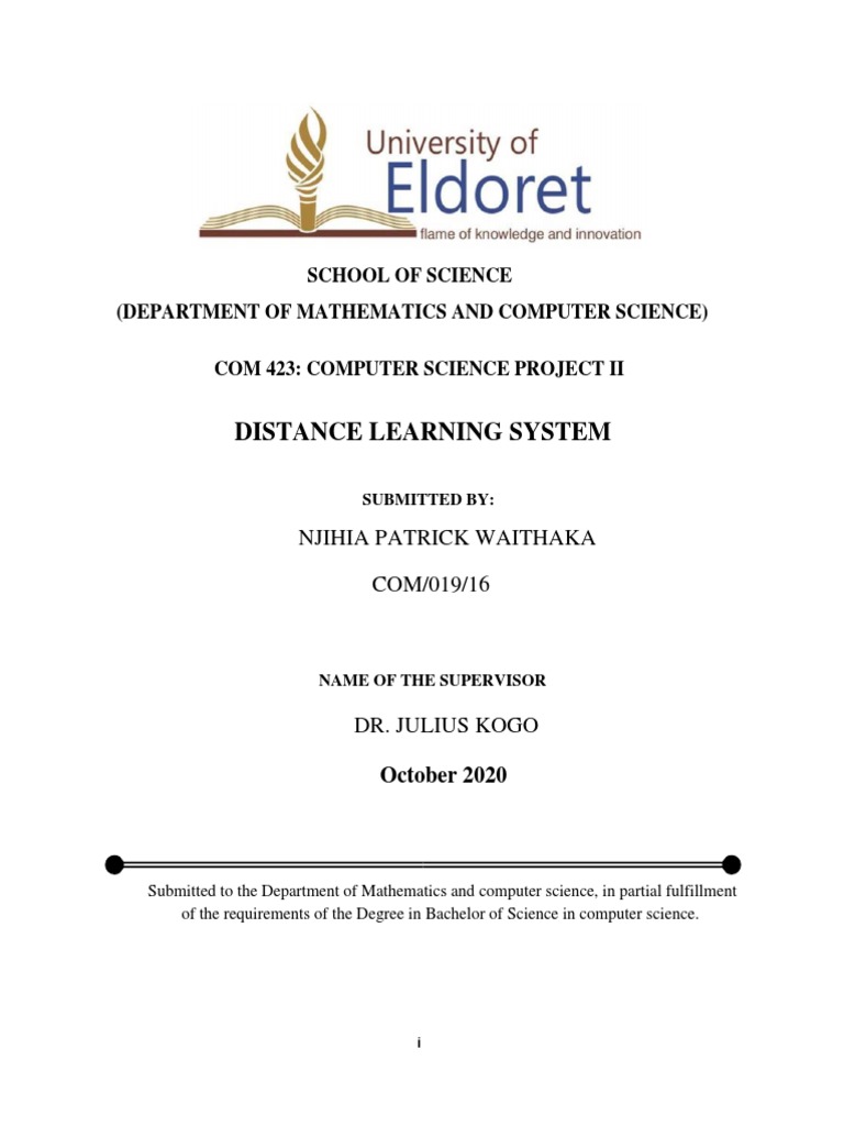 Distance Learning System Project Report | PDF | Educational Technology ...