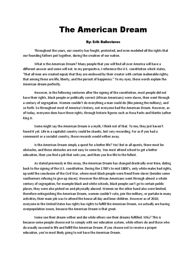 The American Dream | PDF | The United States | American Dream