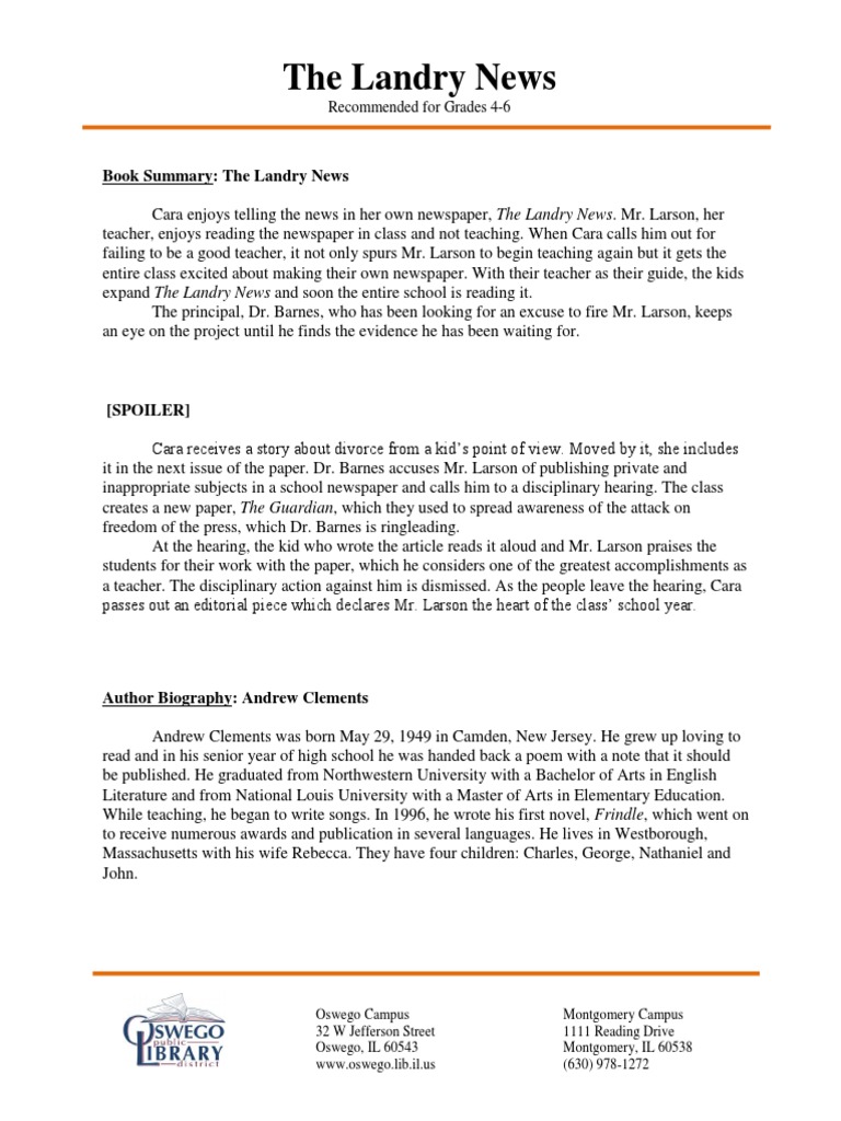 "The Landry News: Book Summary & Discussion" | PDF | Newspaper And Magazine