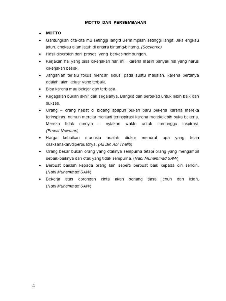 Motto Dan Persembahan | PDF