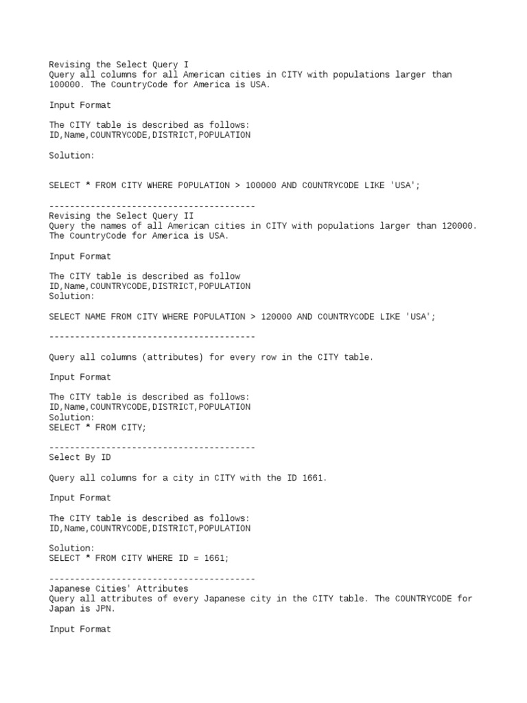 SQL Hackerrank | PDF | Data Management | Teaching Mathematics