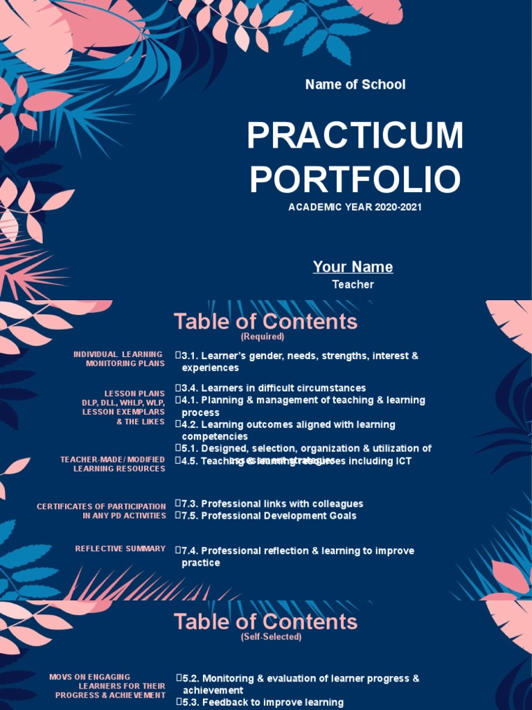 Practicum Portfolio for Teacher Development | PDF | Educational ...