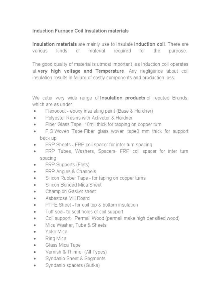 Induction Furnace Coil Insulation Materials | PDF