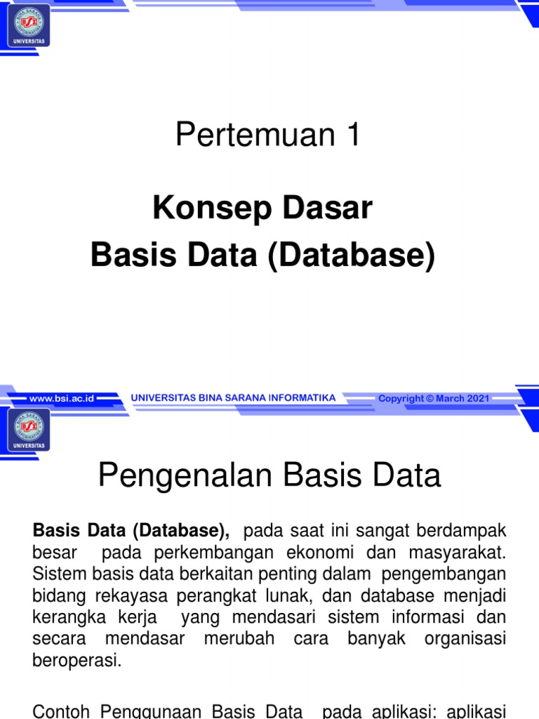 Pertemuan 1: Konsep Dasar Basis Data (Database) | PDF