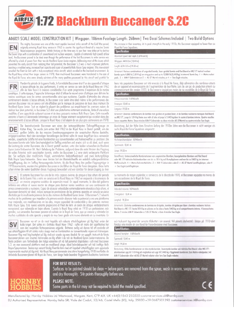 Airfix Buccaneer Instructions | PDF