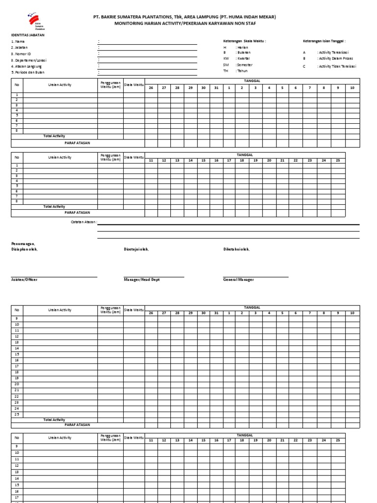 Form Monitoring Pekerjaan Harian | PDF