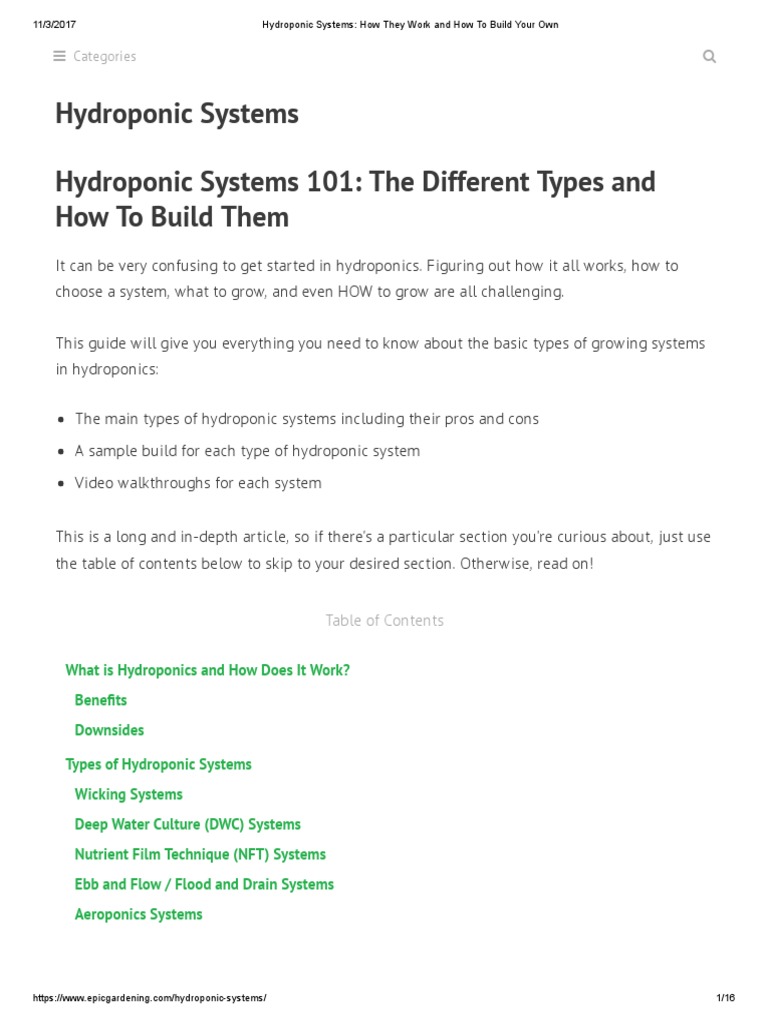 Hydroponic Systems | PDF | Hydroponics | Outdoor Recreation