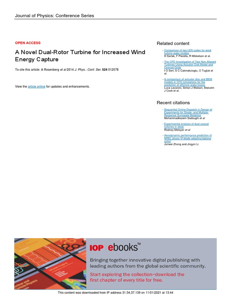 A Novel Dual-Rotor Turbine For Increased Wind Energy Capture | PDF ...