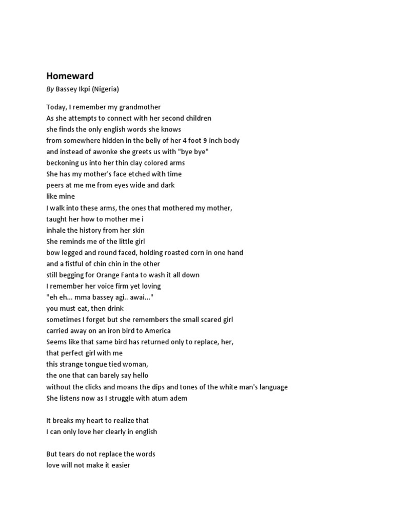 Homeward: by Bassey Ikpi (Nigeria) | PDF | Nature