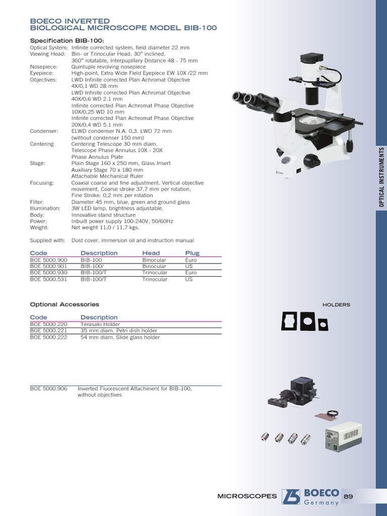 Boeco Inverted Biological Microscope | PDF