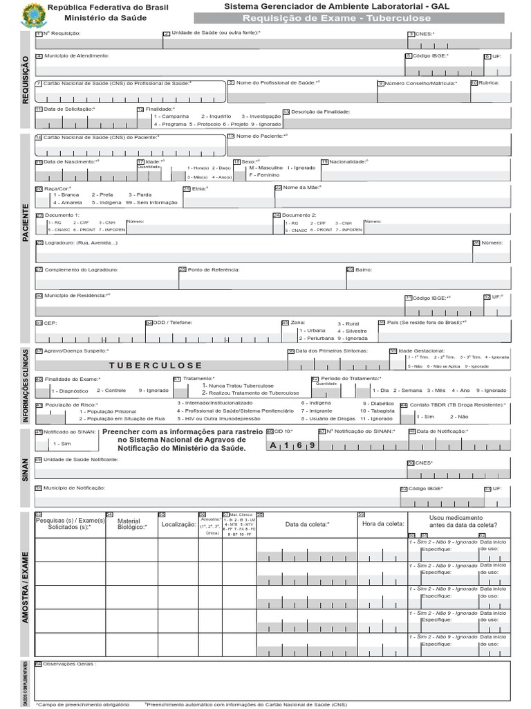 Ficha Gal TBC | PDF | Carteira de Motorista | Tuberculose
