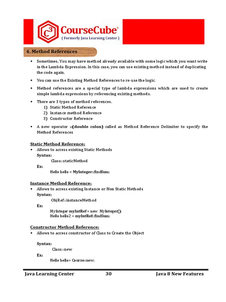 Java8 New - Study Guide - Part 3 | PDF | Method (Computer Programming) | Constructor (Object ...