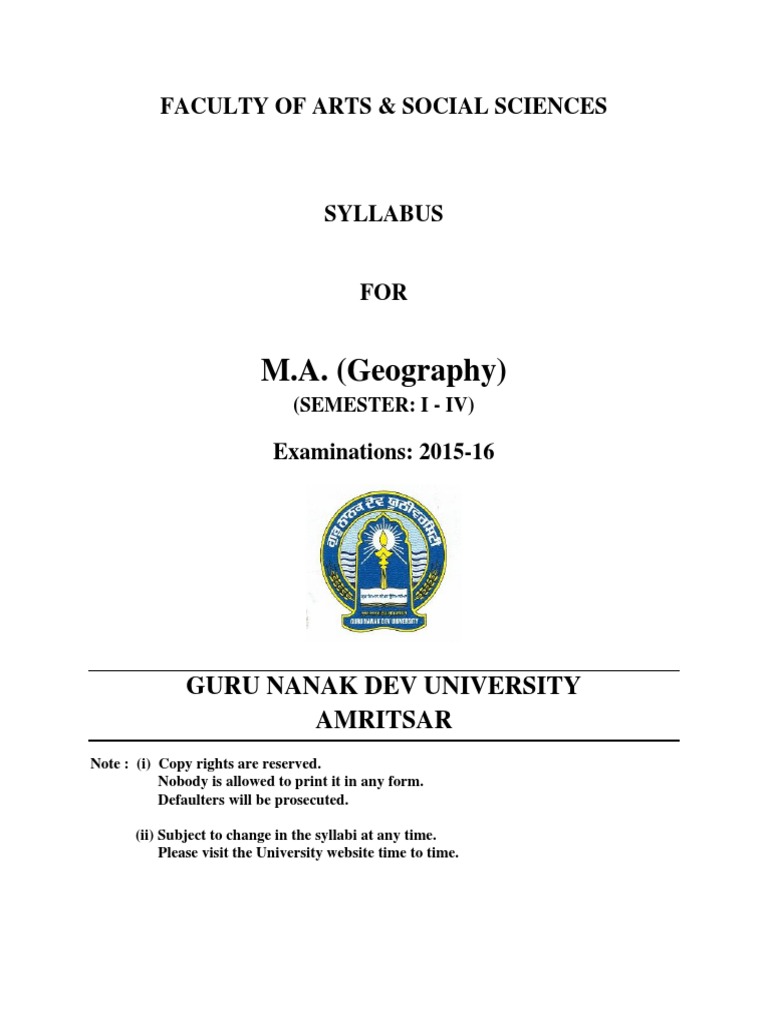 M.A. Geography Syllabus Overview | PDF | Climate | Geomorphology