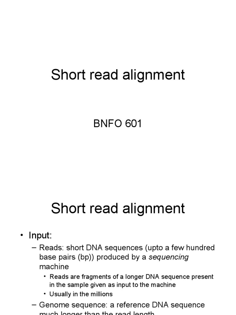 Short Read Alignment: BNFO 601 | PDF | Computers