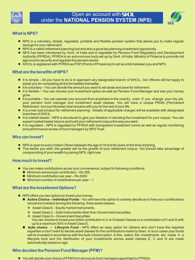 NPS Leaflet | PDF | Money | Investing