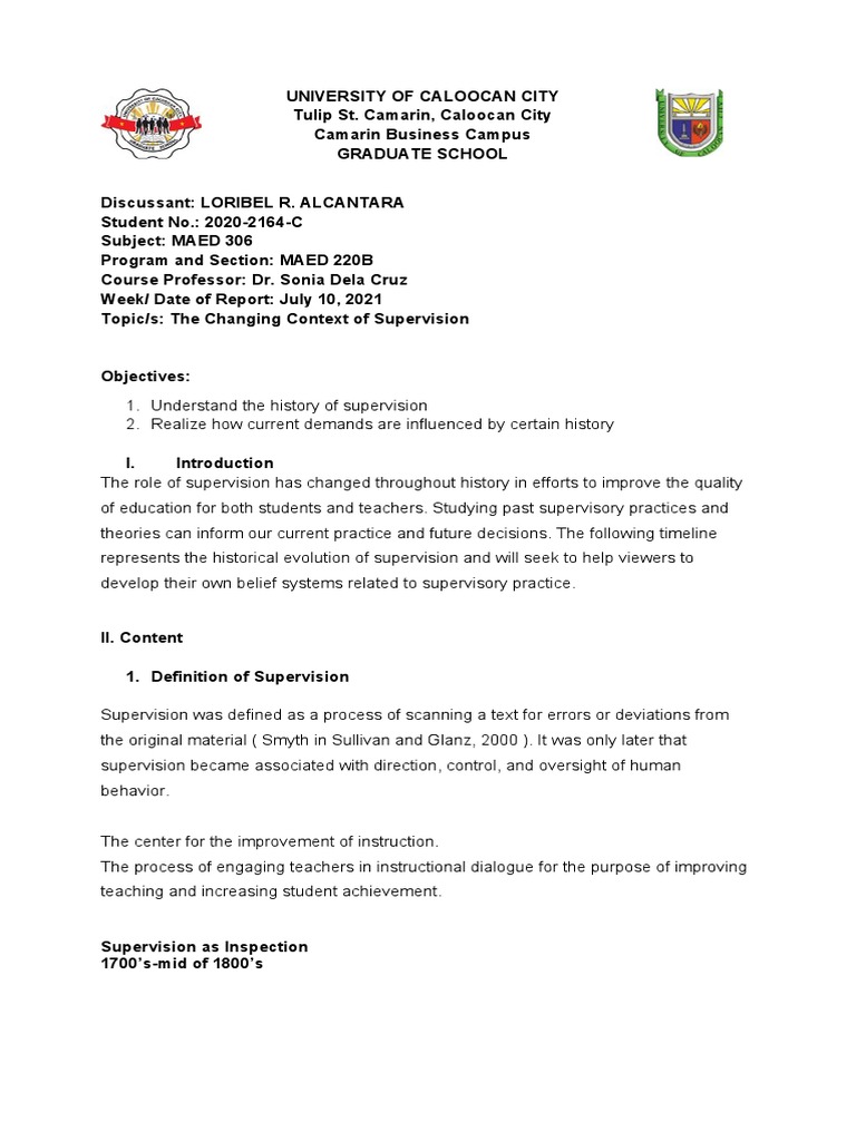Changing Concept of supervision-WRITTEN-REPORT-MAED-306 | PDF ...