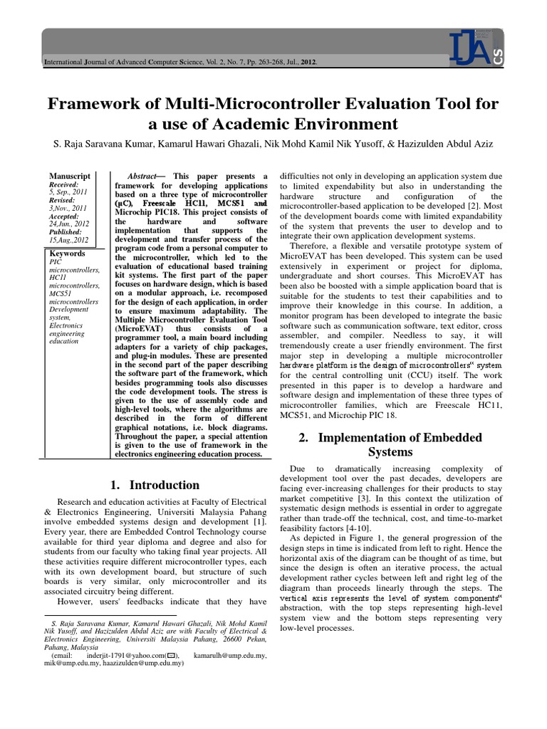 Framework of Multi-Microcontroller Evaluation Tool For A Use of Academic Environment | PDF ...
