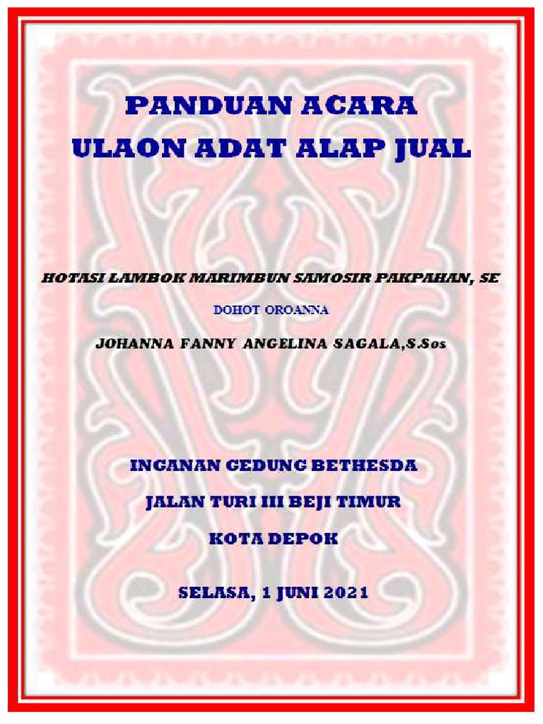 3 - PANDUAN ACARA ULAON ADAT ALAP JUAL LAMBOK DAN FANNY - 19.05.2021 (Gorga) | PDF | Memasak ...