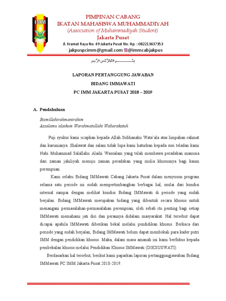 Laporan Pertanggungjawaban IMMawati 2018-2019 | PDF | Karier ...
