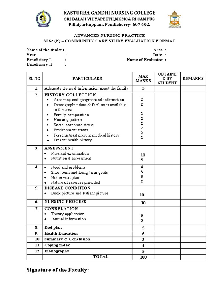 Community Evaluation Form | PDF | Nursing | Health Economics