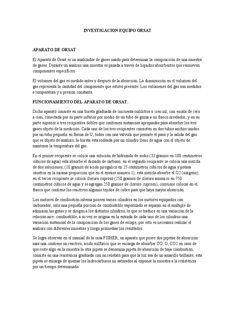 Aparato de Orsat | PDF | Armas de fuego | Cromatografía de gases