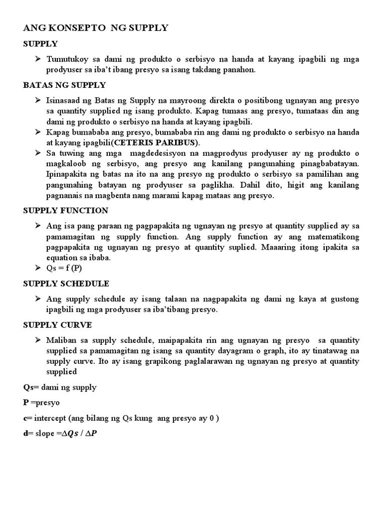 Ang Konsepto NG Supply | PDF