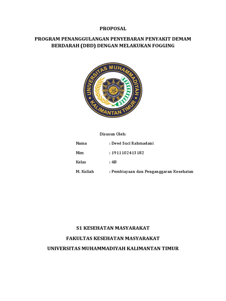 1911102413182-Dewi Suci Rahmadani - PROPOSAL (FOGGING) .. | PDF