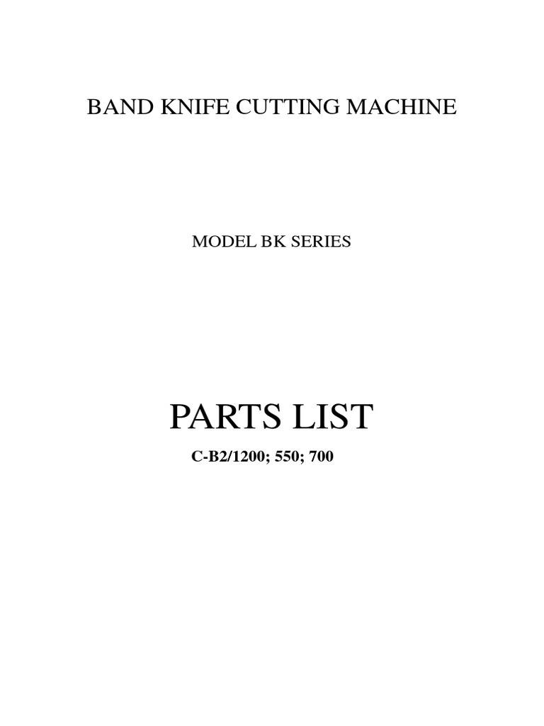 Parts List: Band Knife Cutting Machine | PDF | Nut (Hardware) | Washer ...
