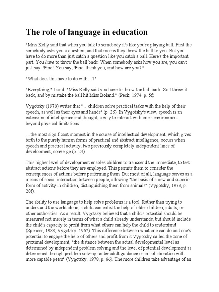 The Role of Language in Education | PDF | Cognition | Communication