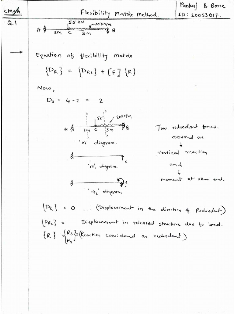 Flexibility Matrix Method Numerical | PDF