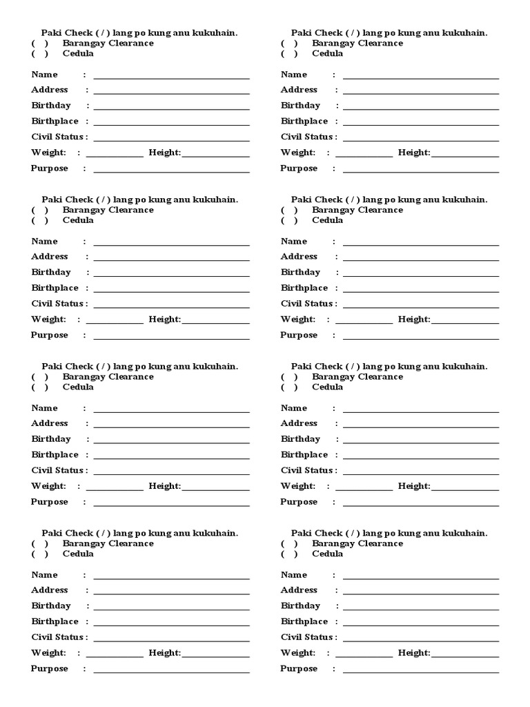 Form Clearance Cedula | PDF