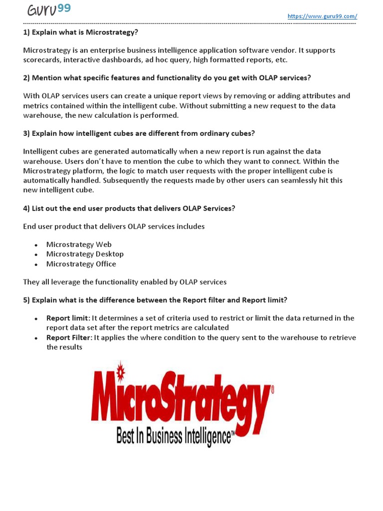 Micro Strategy Interview Questions | PDF | Cache (Computing ...