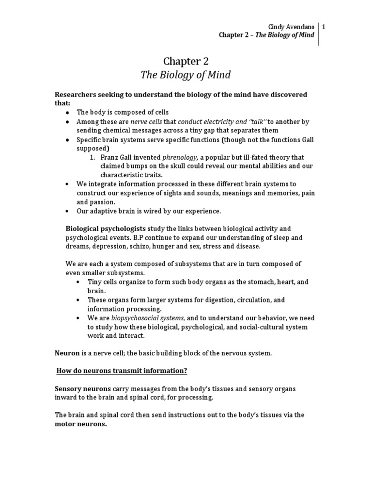 Chapter 2 - The Biology of Mind | PDF | Neuron | Neurotransmitter