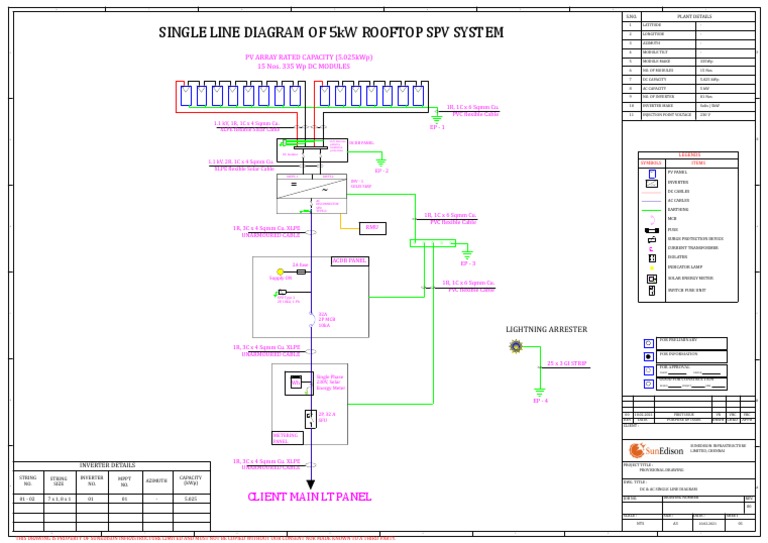 Single Line Diagram of 5kw Rooftop SPV System | PDF | Electrical Equipment | Electric Power