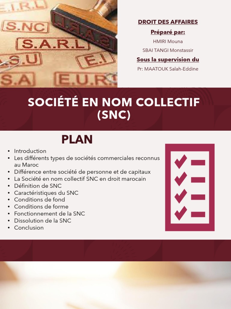 Société en Nom Collectif au Maroc | PDF | Concepts légaux | Business