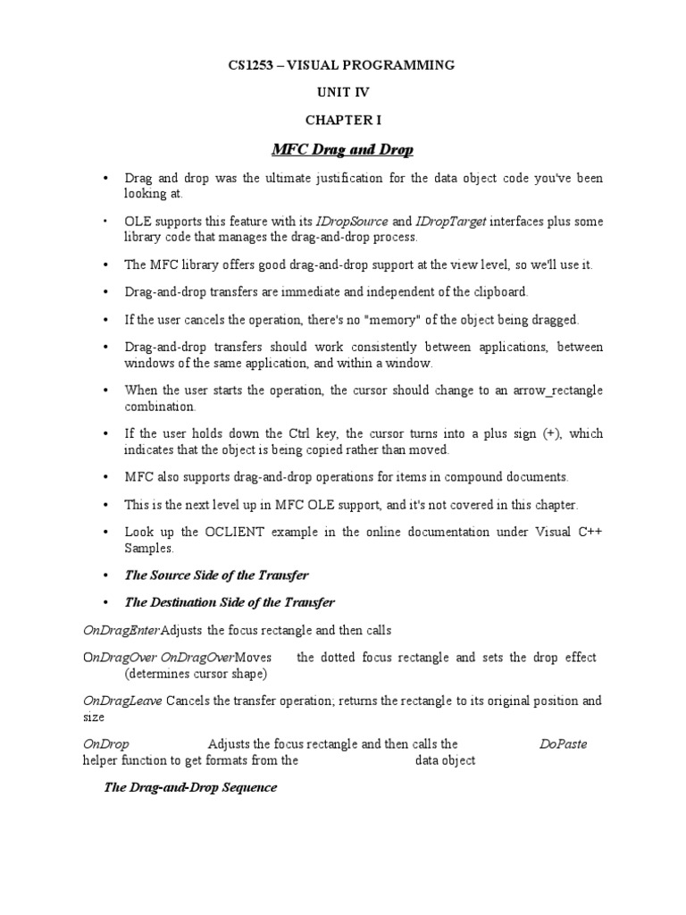 Visual Programming Mfc Ole Com Concepts Pdf Component Object Model Class Computer
