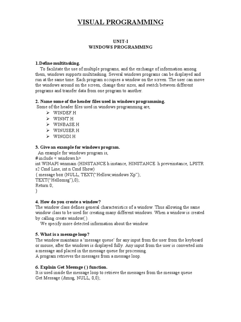 Visual Programming - Question Bank | PDF | Component Object Model | Library (Computing)