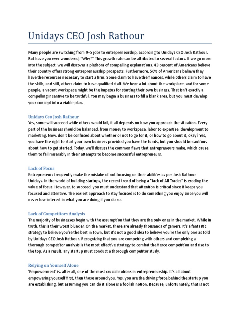 Unidays CEO Josh Rathour | PDF | Startup Company | Small Business ...