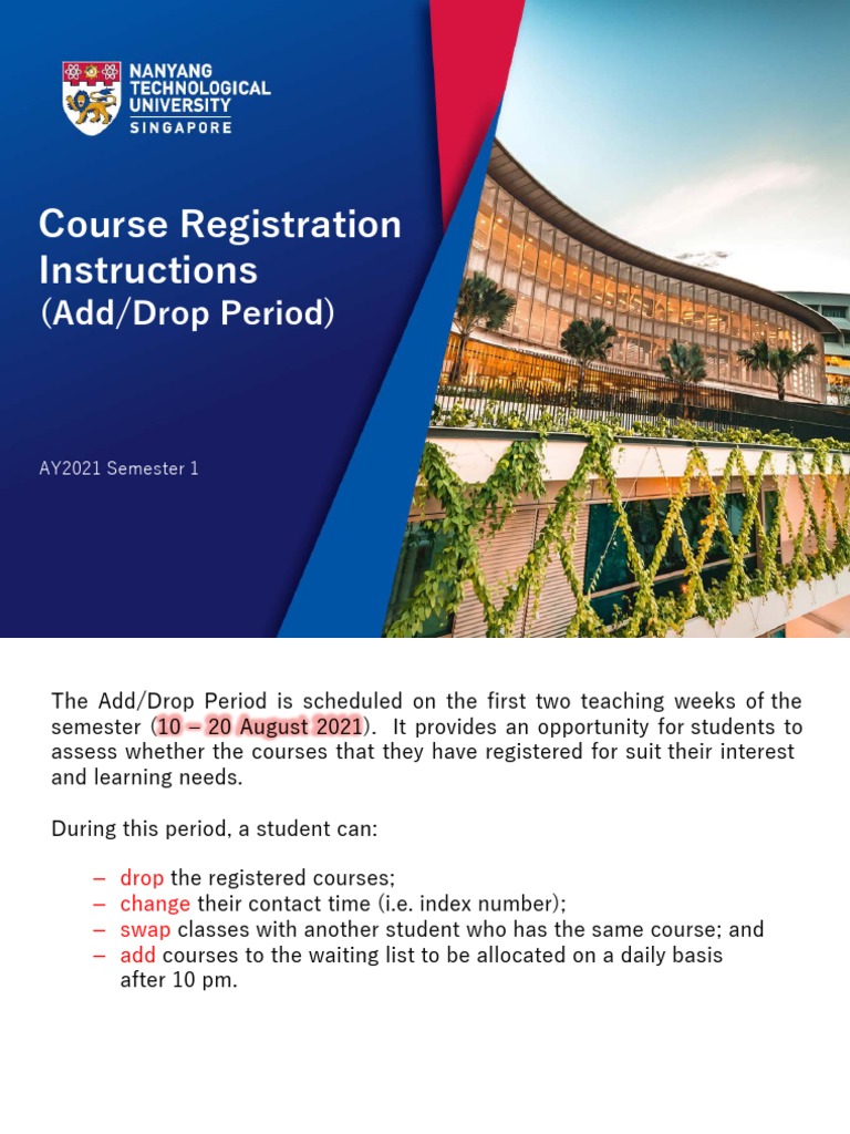 Course Registration Instructions: (Add/Drop Period) | PDF ...