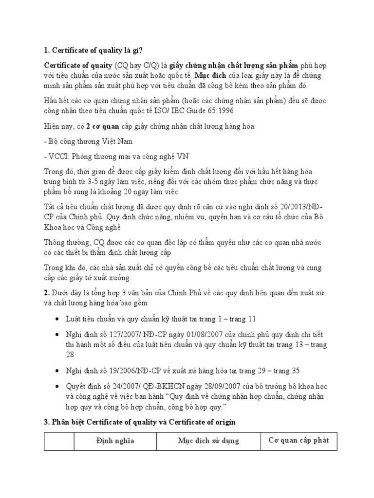 Certificate of Quality | PDF