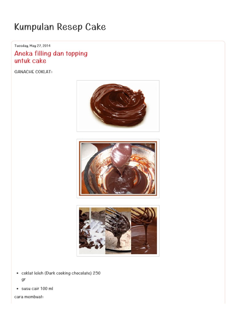 Kumpulan Resep Cake - Aneka Filling Dan Topping Untuk Cake | PDF