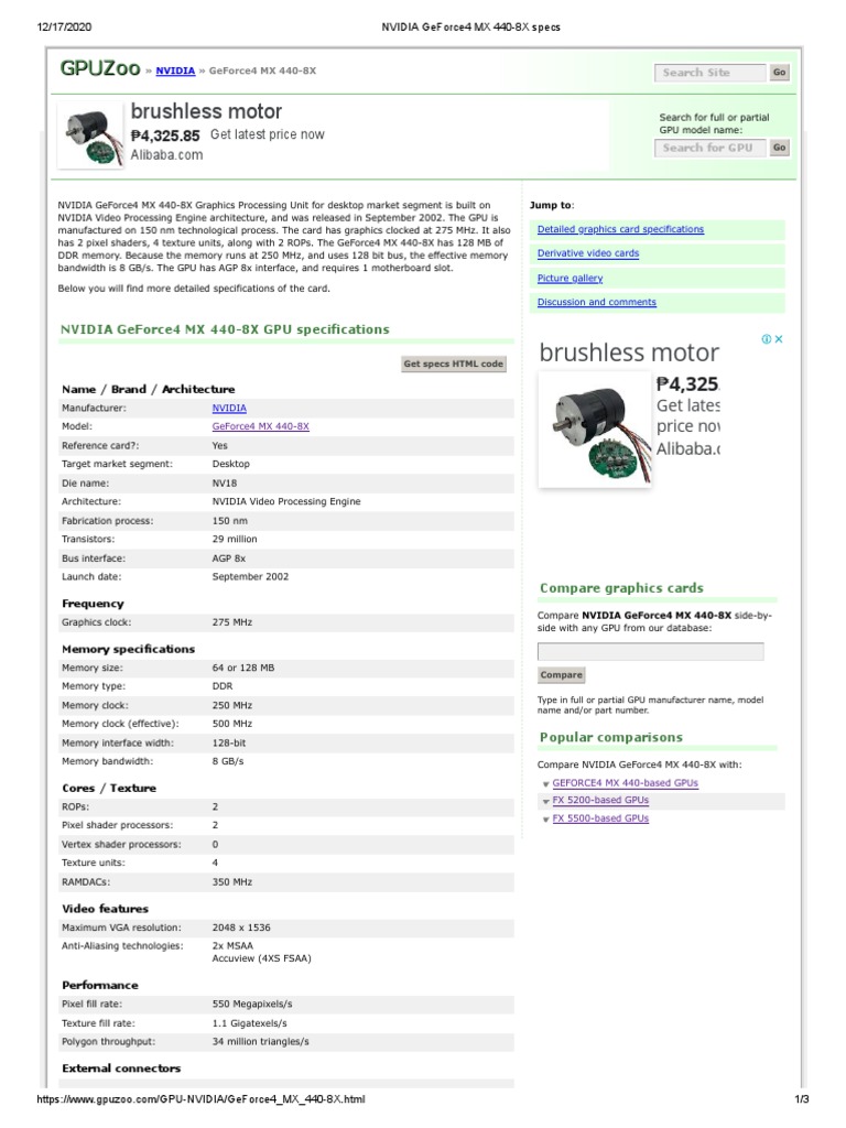 NVIDIA GeForce4 MX 440-8X Specs | PDF | Graphics Processing Unit ...