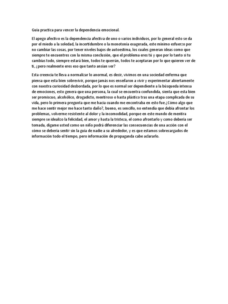 Guía Practica para Vencer La Dependencia Emocional | PDF