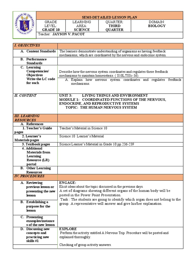 Sample Semi-Detailed DLP Format | PDF | Lesson Plan | Learning