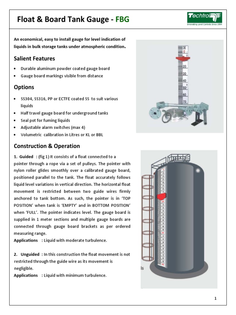 Float & Board Level Gauge for Tanks | PDF | Pipe (Fluid Conveyance ...