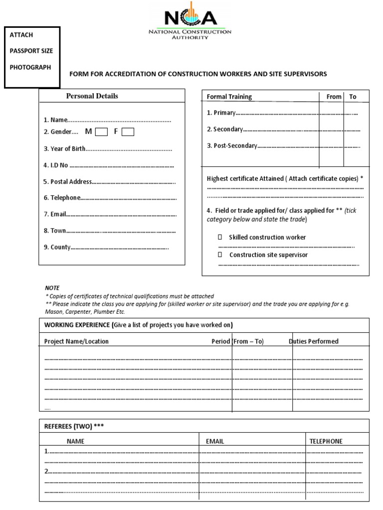 NCA Site Supervisor Accreditation Form | PDF