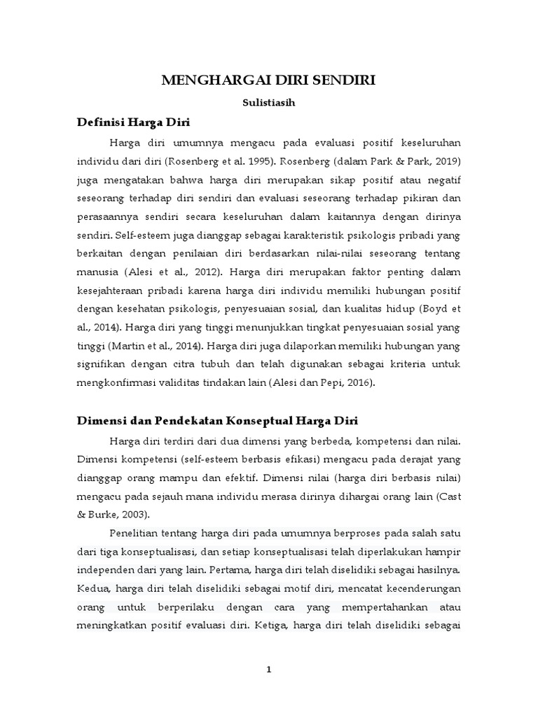 "Harga Diri: Definisi dan Pentingnya" | PDF