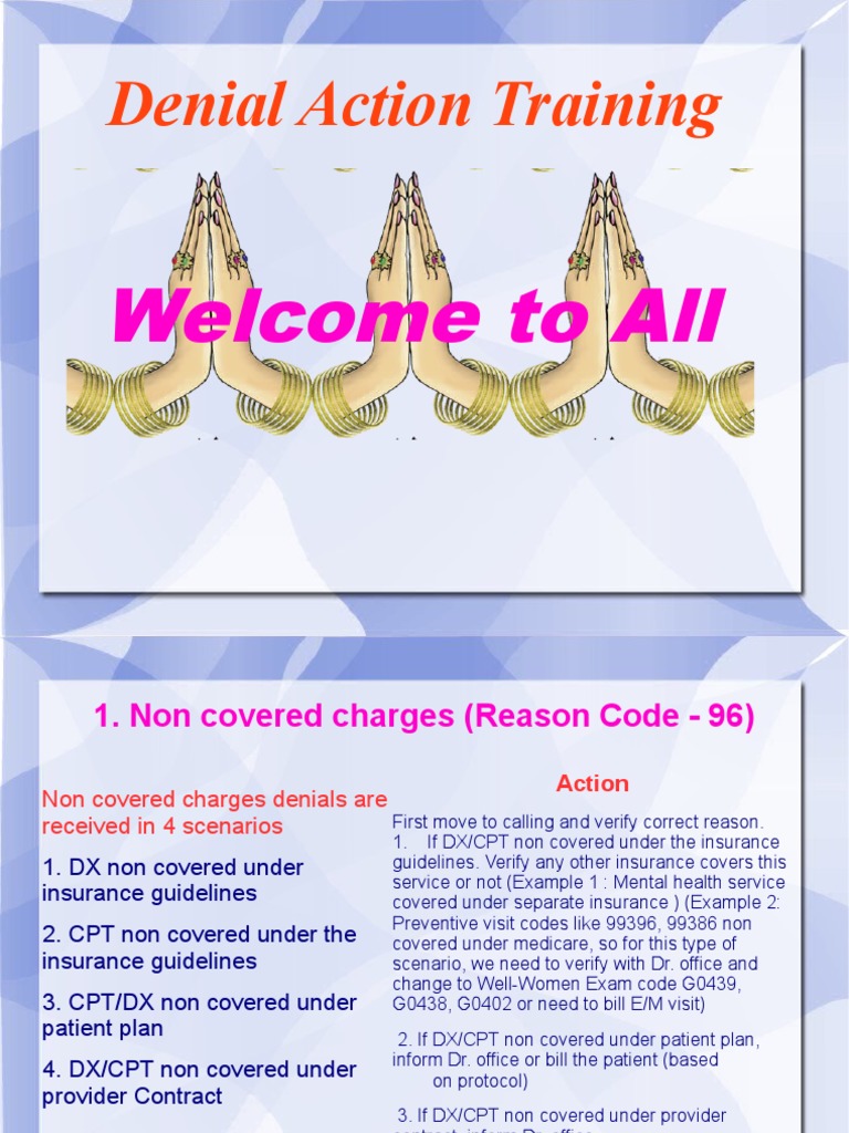 Denial Action Training: Welcome To All | PDF | Medical Record | Insurance